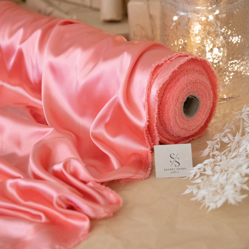Coral Silk Fabric - Etsy