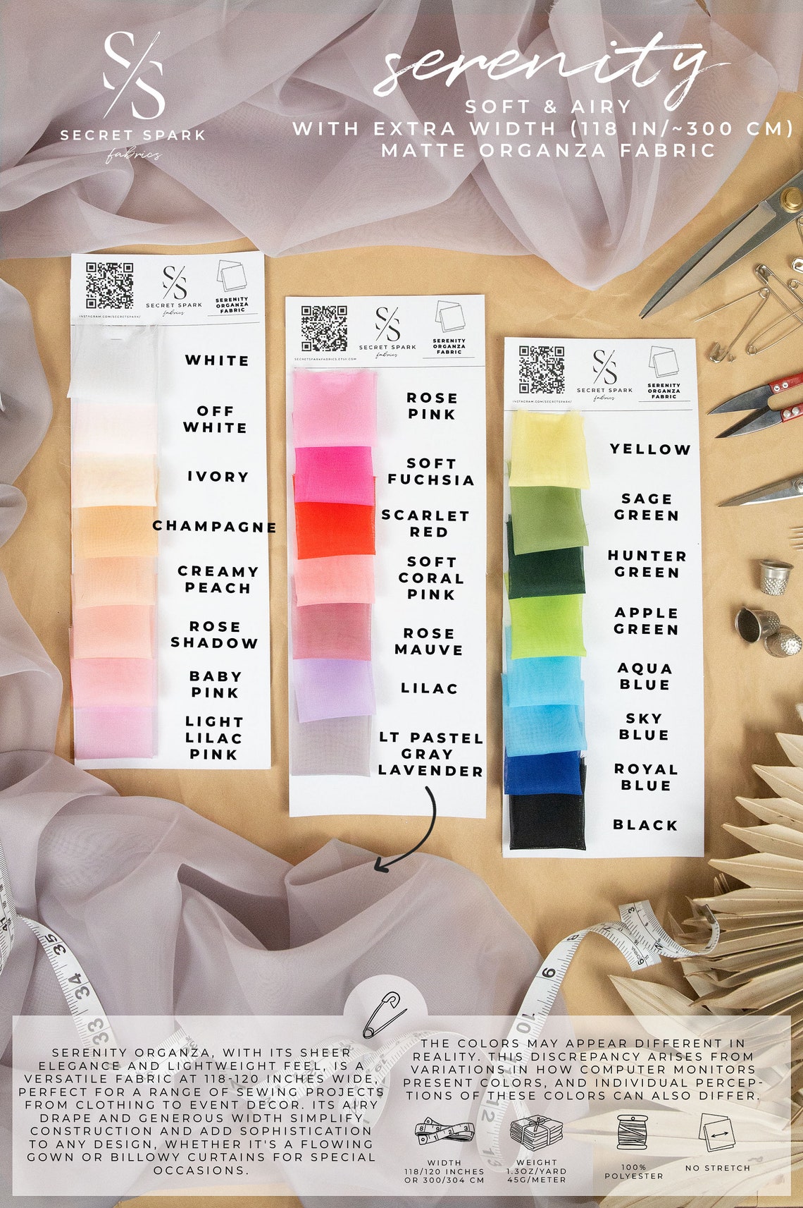Black Airy and Lightweight Organza Fabric, Extra Wide 118in Sheer Voile ...