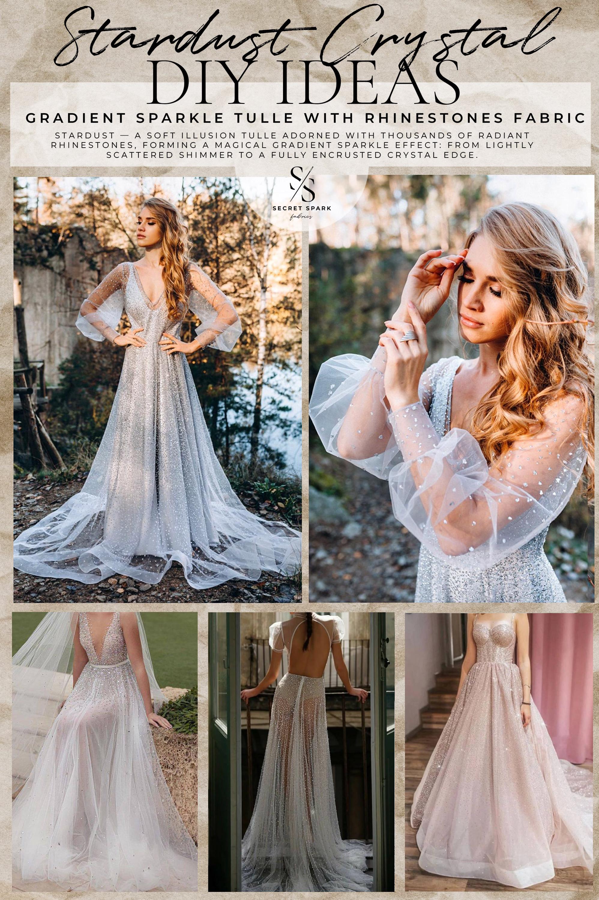 Champagne Ombre Sparkle Tulle With Crystals – Gradient Glitter Mesh for ...