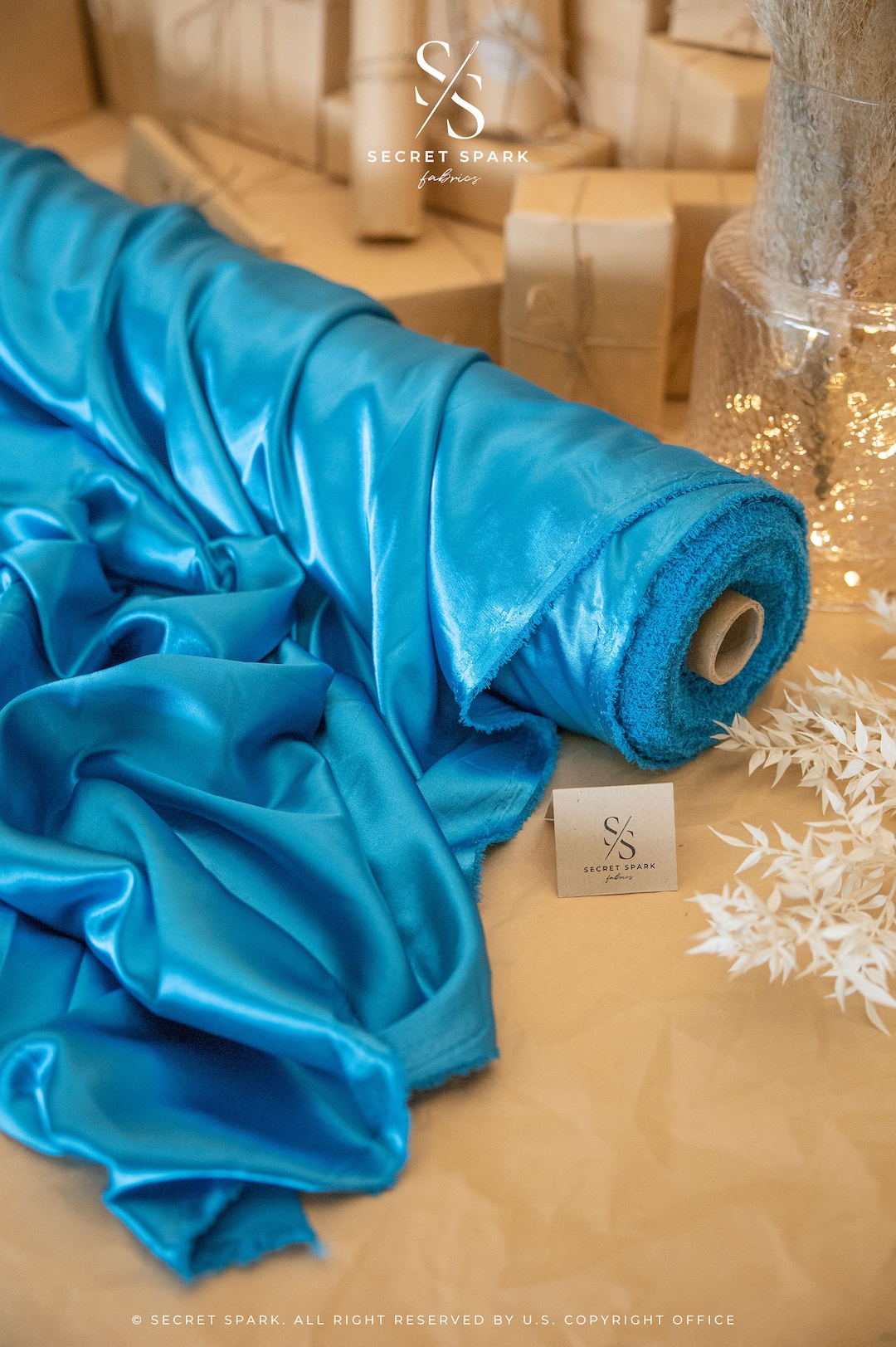 Turquoise Blue Soft Silky Satin Fabric, 1 Way Stretch Satin for ...