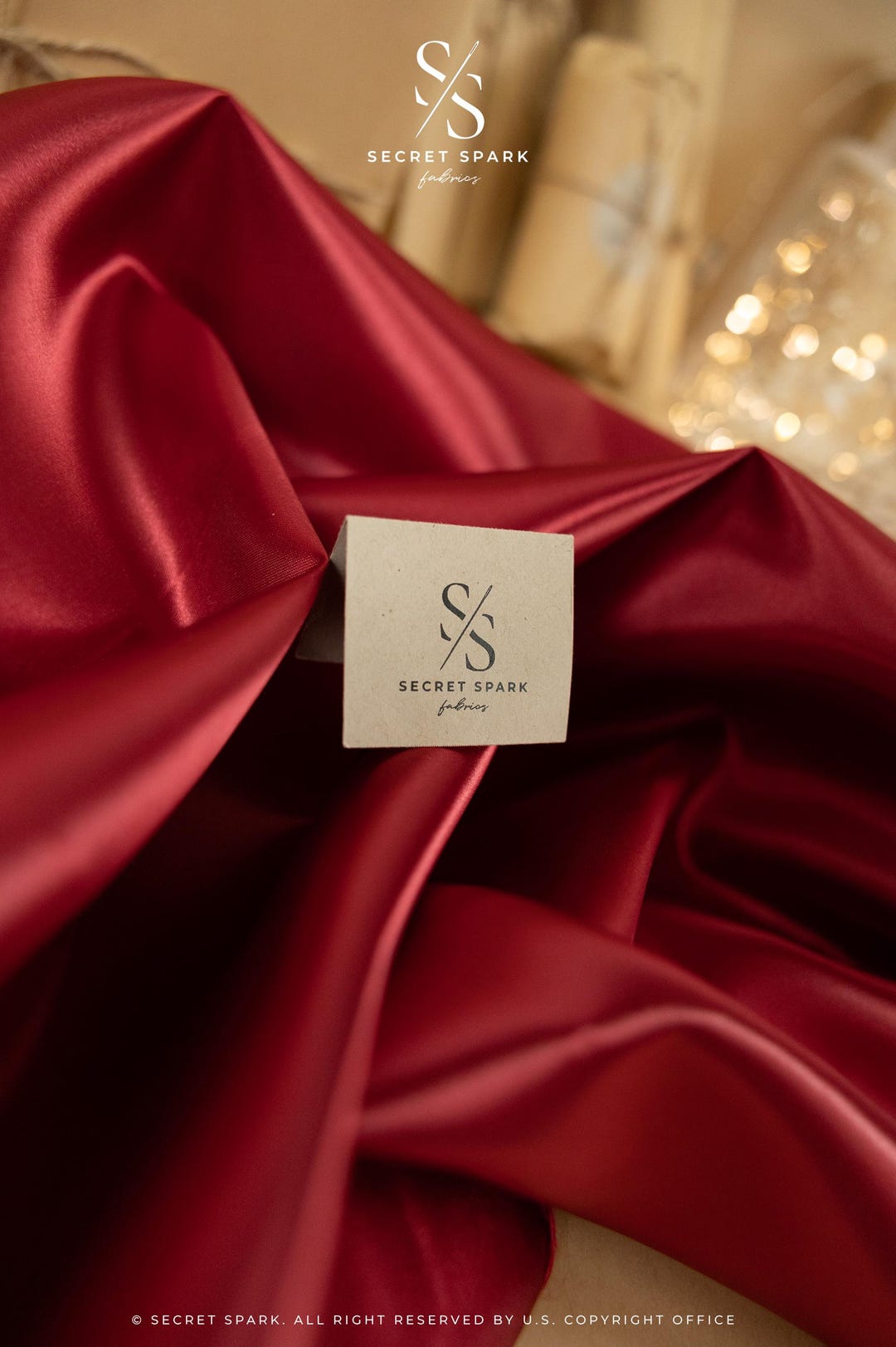 Dark Red Glossy Sturdy Satin Fabric, Elegant Non-stretch Shiny Material ...