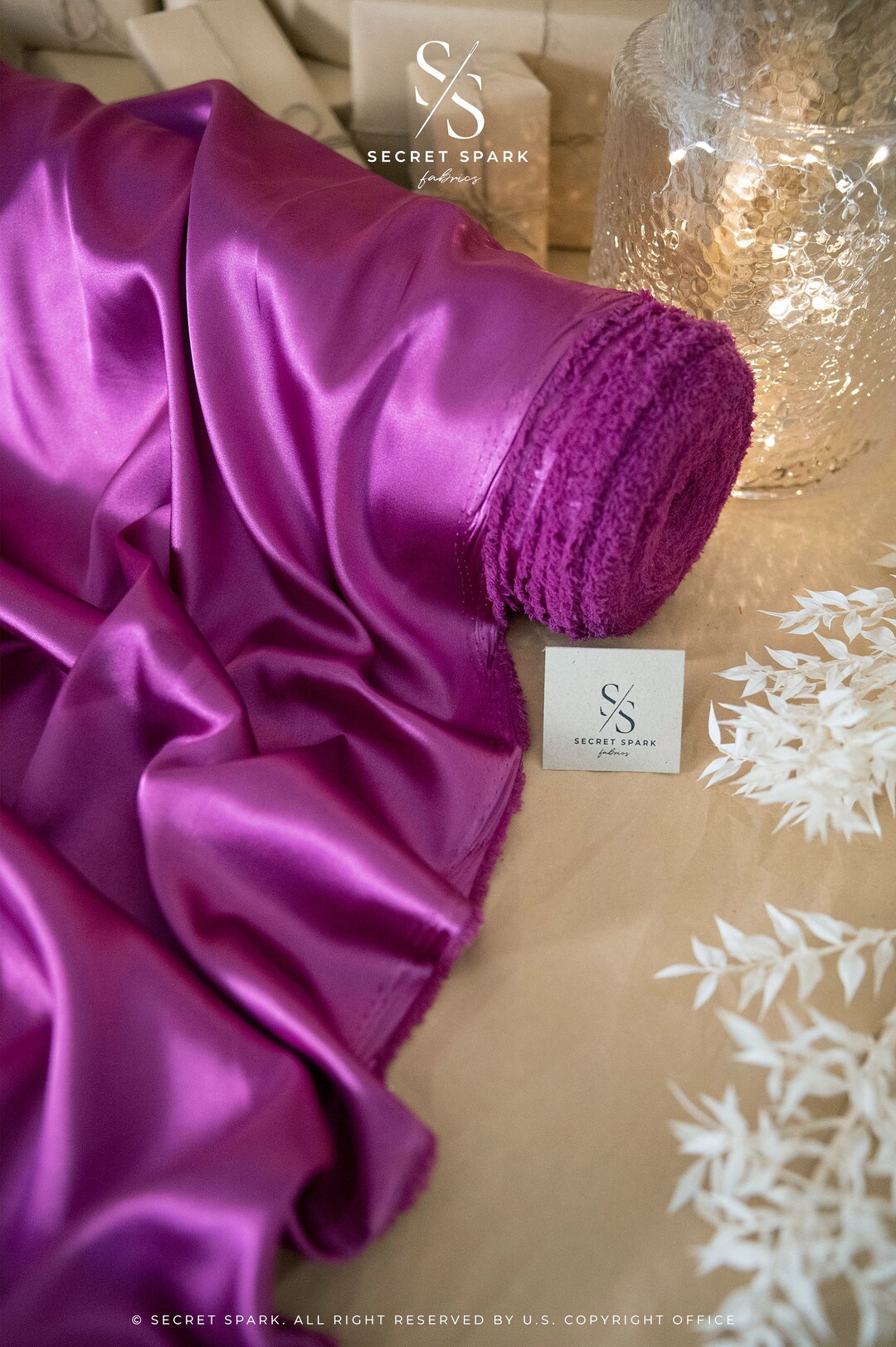 Dark Magenta Soft Silky Satin Fabric, Trendy One Way Stretch Satin ...