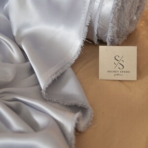 Light Gray Soft Silky Satin Airy & Light Weight Fabric One Way Stretch ...