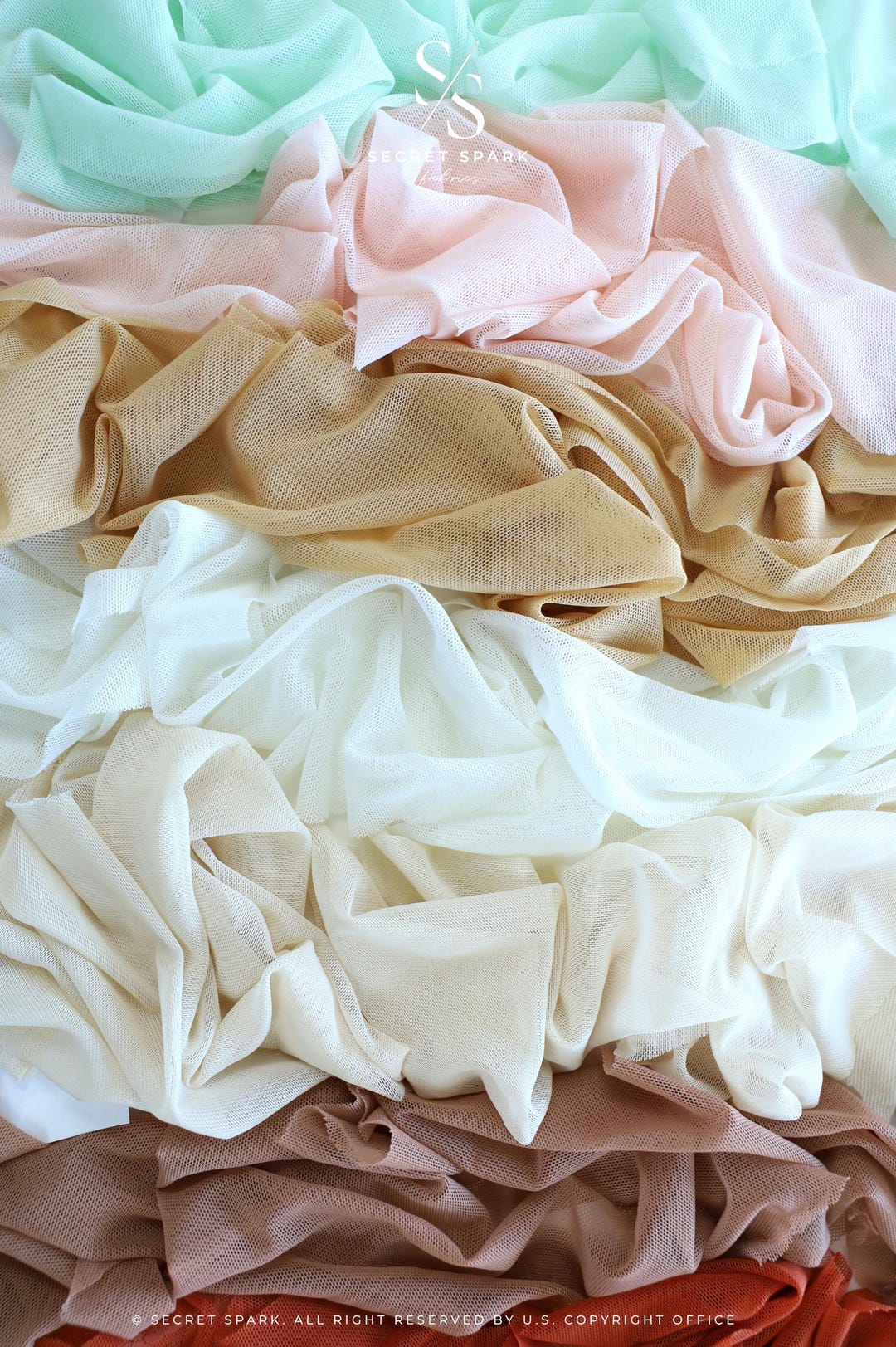 38 Colors Power Mesh Fabric by the Yard, 4 Way Stretch Nylon & Spandex ...
