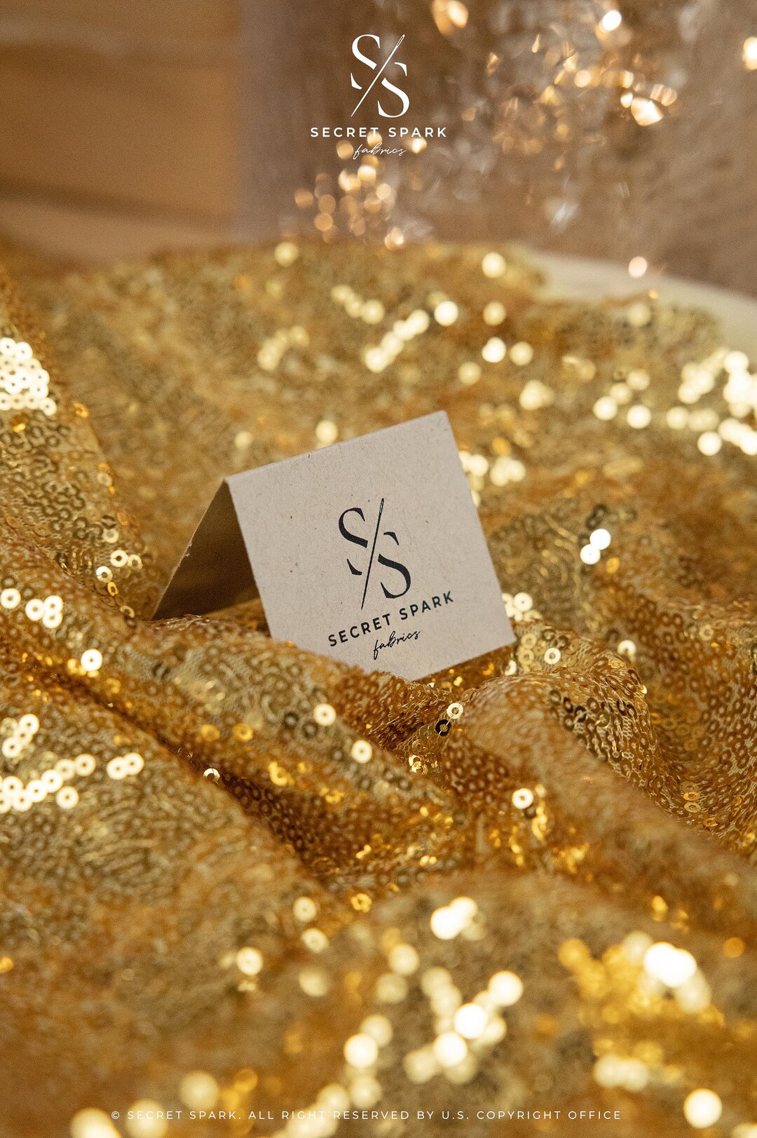 Gold Glitz Disc Sequins 3mm Fabric by the Yard, 1 Way Stretch From ...