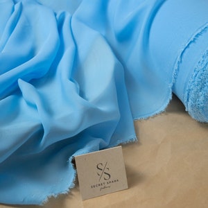 Sky Blue Chiffon Bulk, Soft Matte Hi Quality Chiffon by the Yard, Airy ...