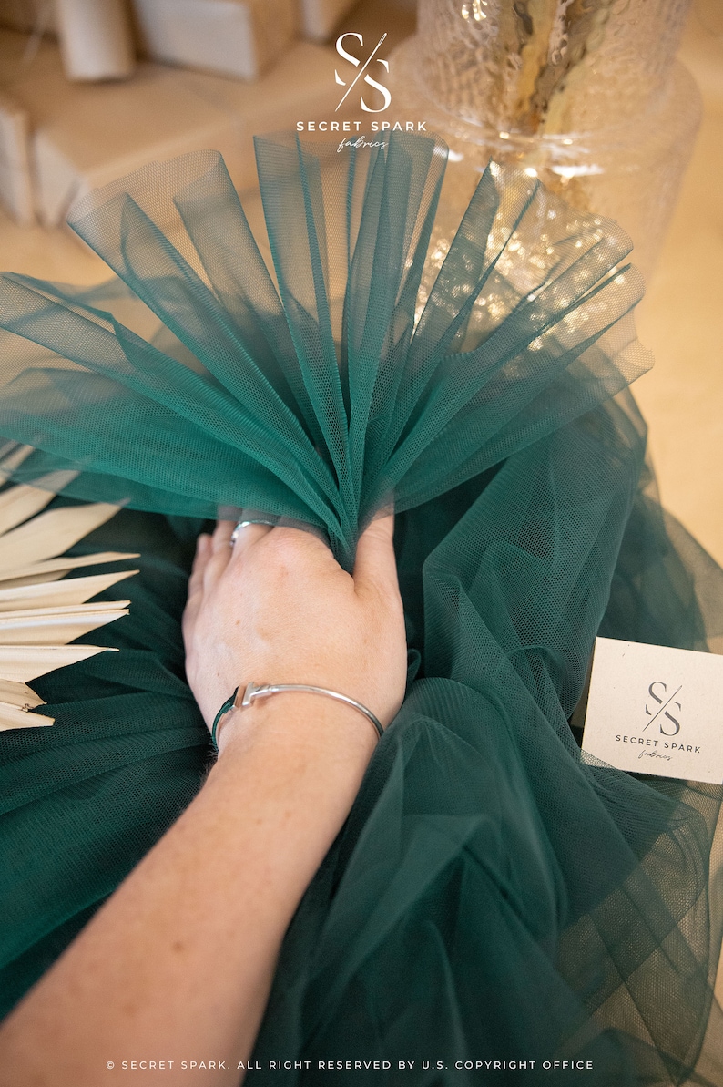 Hunter Green Tulle Airy Fabric by the Yard, Premium, Airy and Matte ...