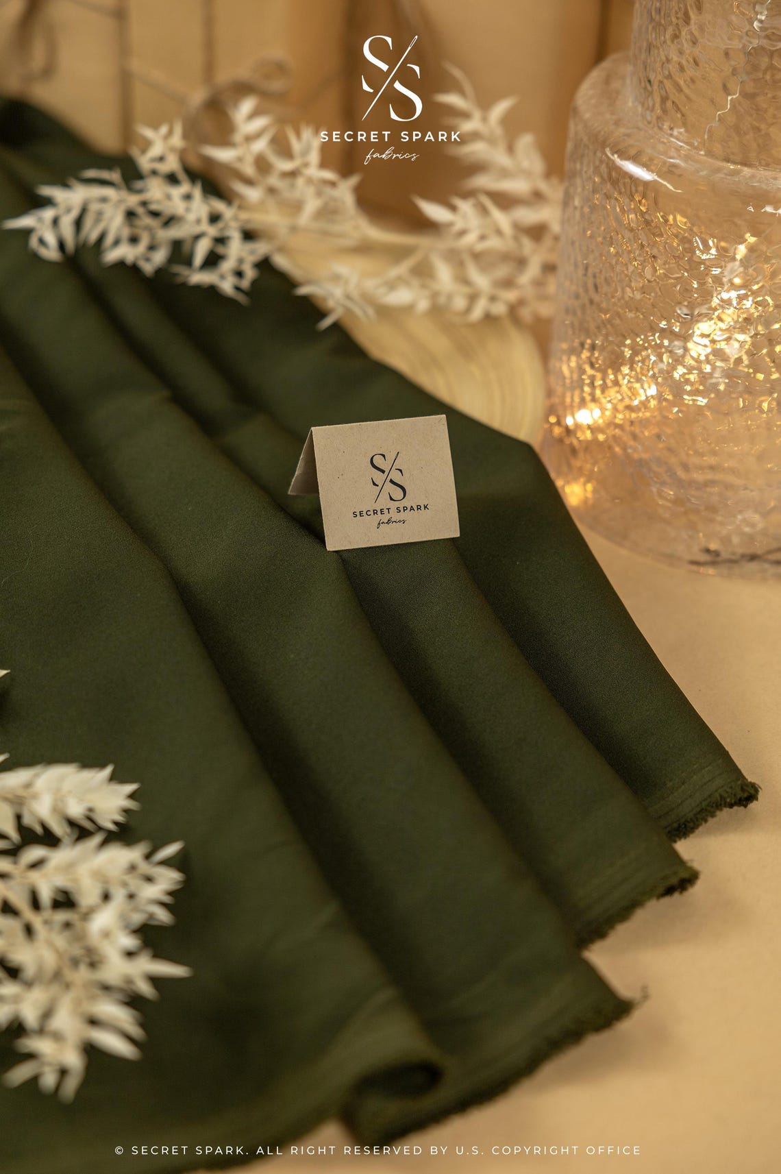 Very Dark Olive Crepe Stretch Fabric for Suits, Dresses, and Home ...