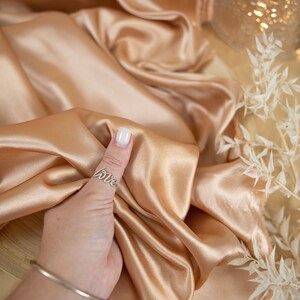 NEW Warm Tan Soft Silky Satin Charmeuse Fabric 1 Way Stretch Fabric ...