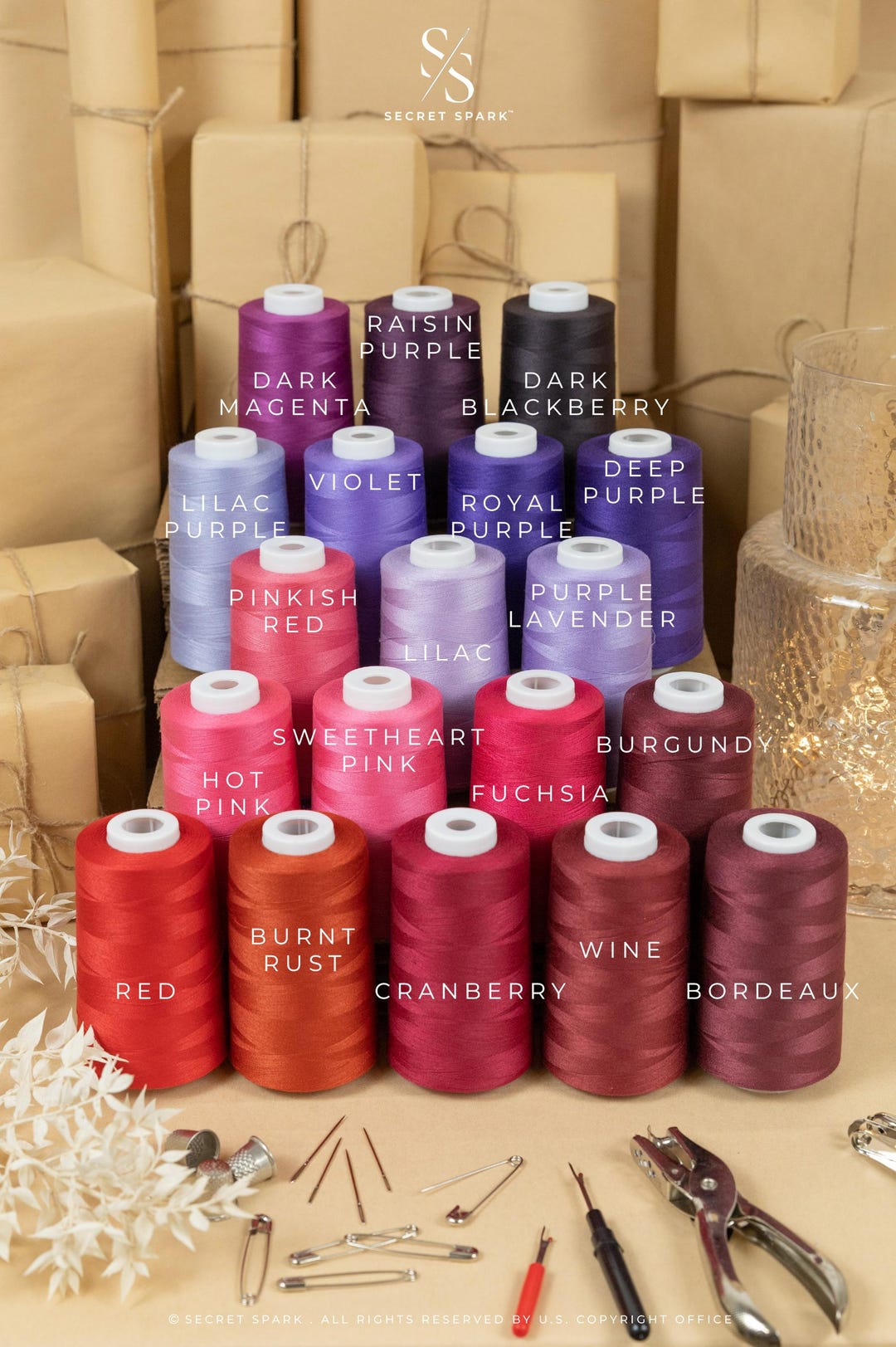 Red Burgundy Sewing Thread, Lilac Color Spool Thread, Magenta Purple ...