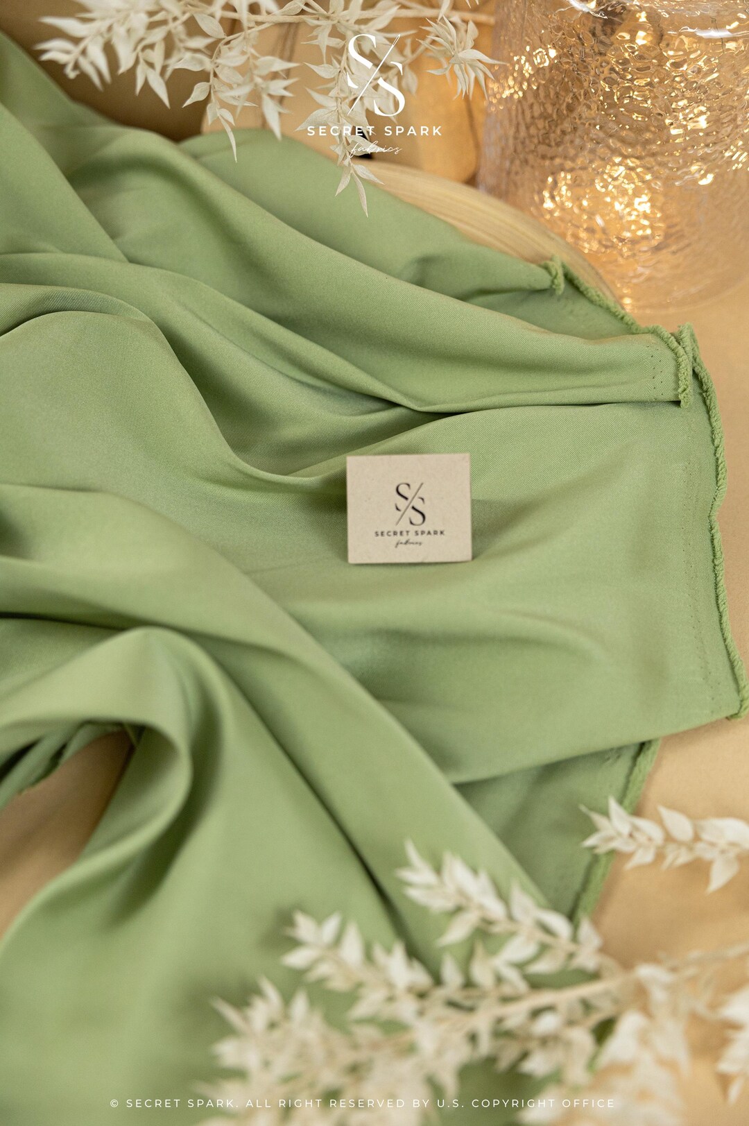 Sage Green Mikado Satin Fabric by the Yard, A Perfect Blend of Satin ...