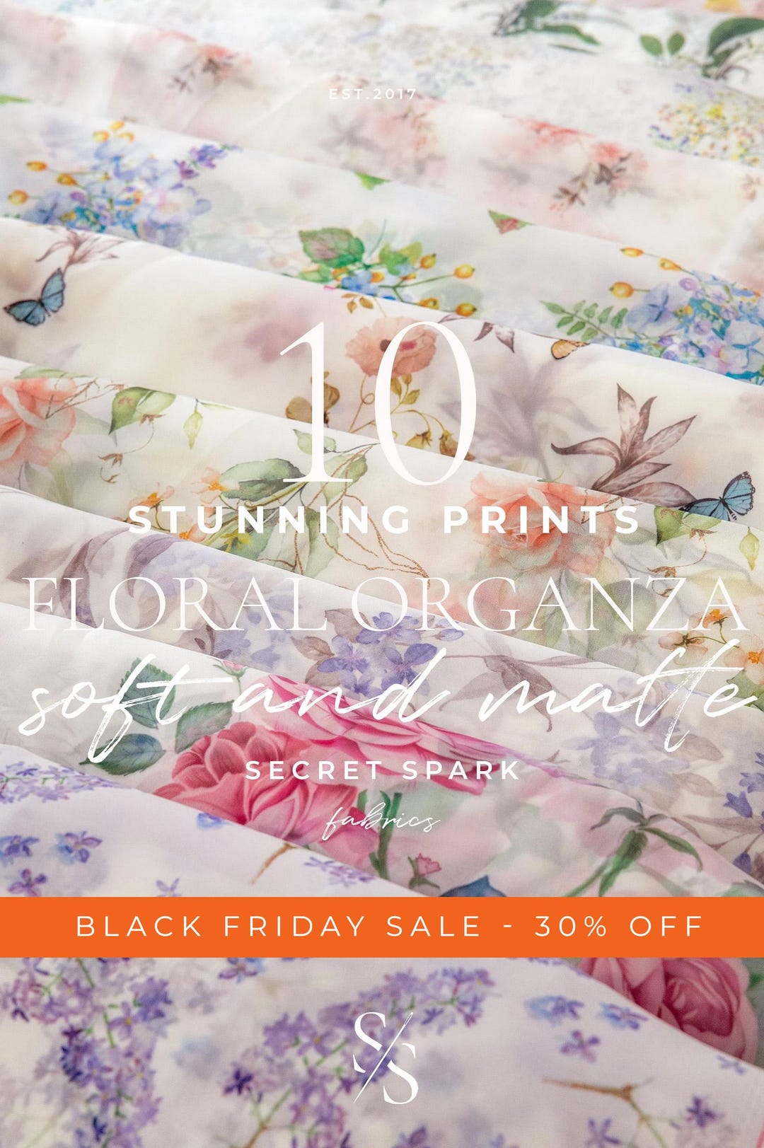 10 Trendy Floral Prints Organza, Matte Bridal Organza by the Yard ...