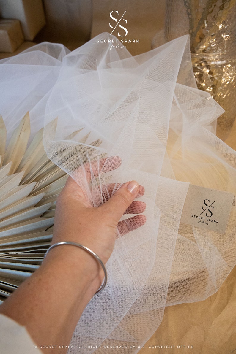 White Soft Matte Bridal Tulle Fabric by the Yard, Wedding White Tulle ...