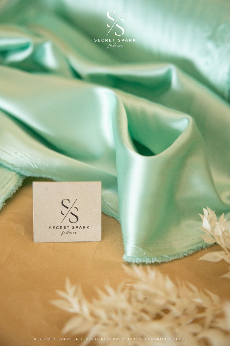 Mint Soft Silky Satin Hi Quality 1 Way Stretch Fabric for Pillows ...