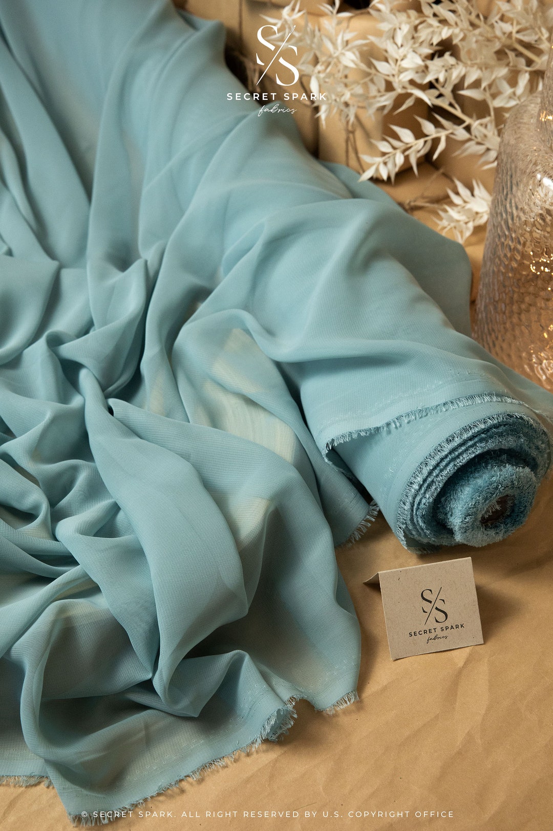 Seafoam Soft Chiffon, Dusty Pale Green Matte Chiffon by the Yard, High Quality Chiffon Good ...