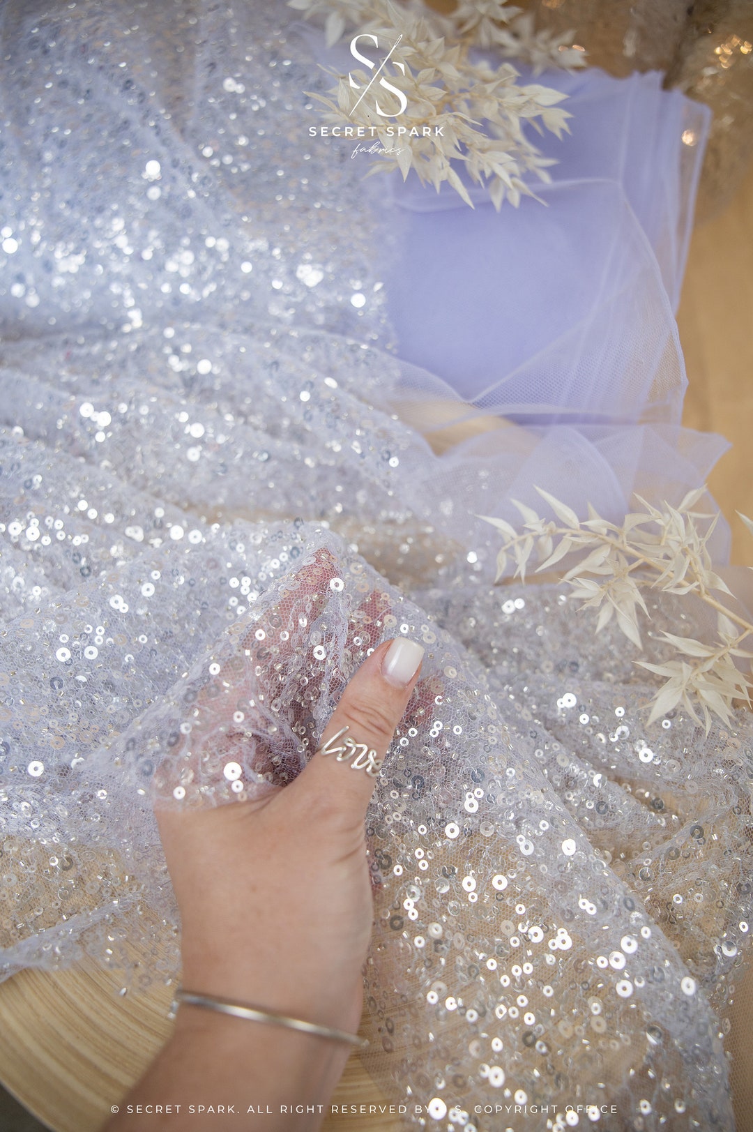 Mysteria - Pastel Lavender Sparkling Sequin Heavy Lace Fabric, DIY ...