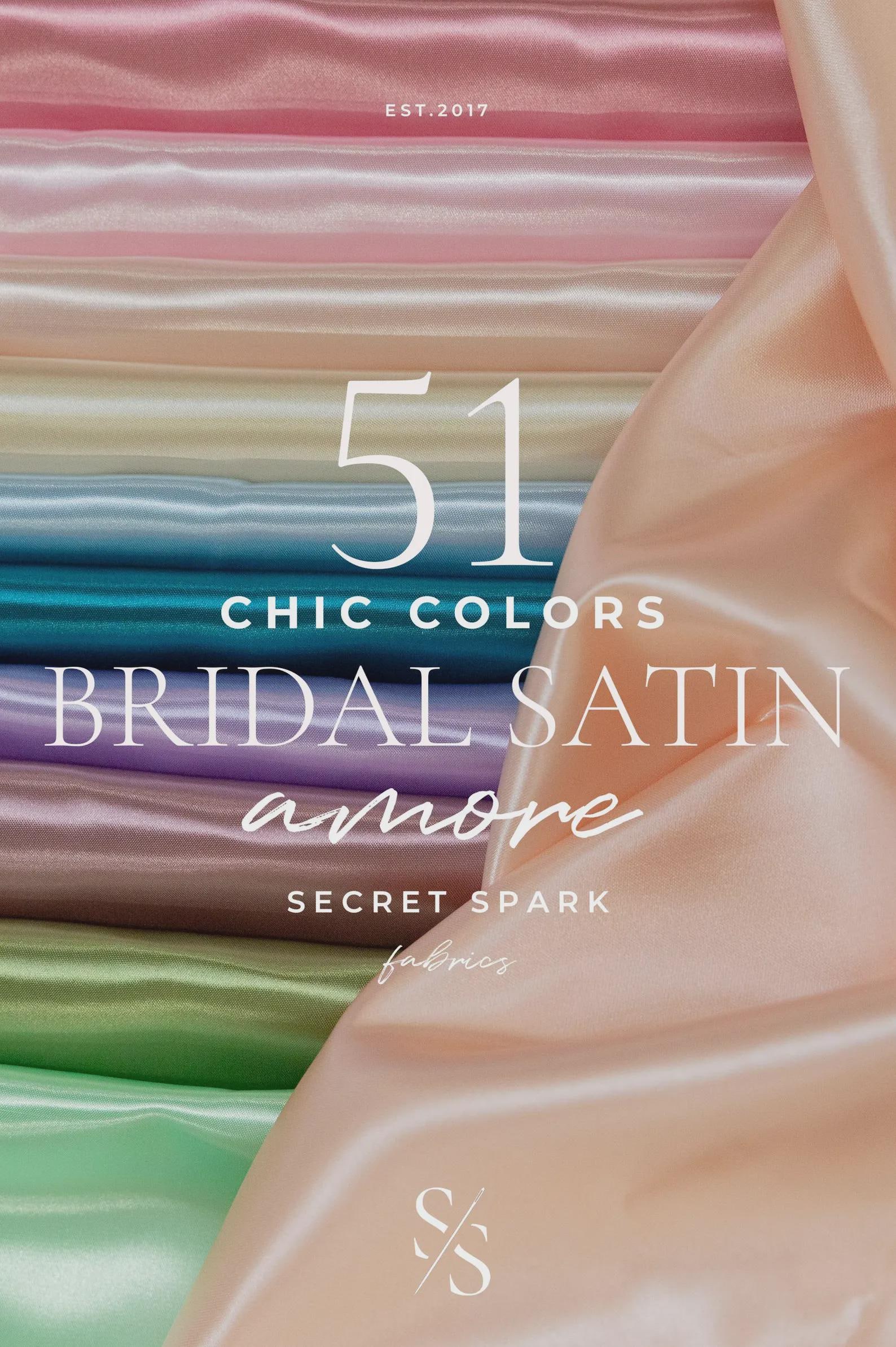 51 Colors Dense Shiny Bridal Satin Fabric by the Yard, Sturdy Glossy ...