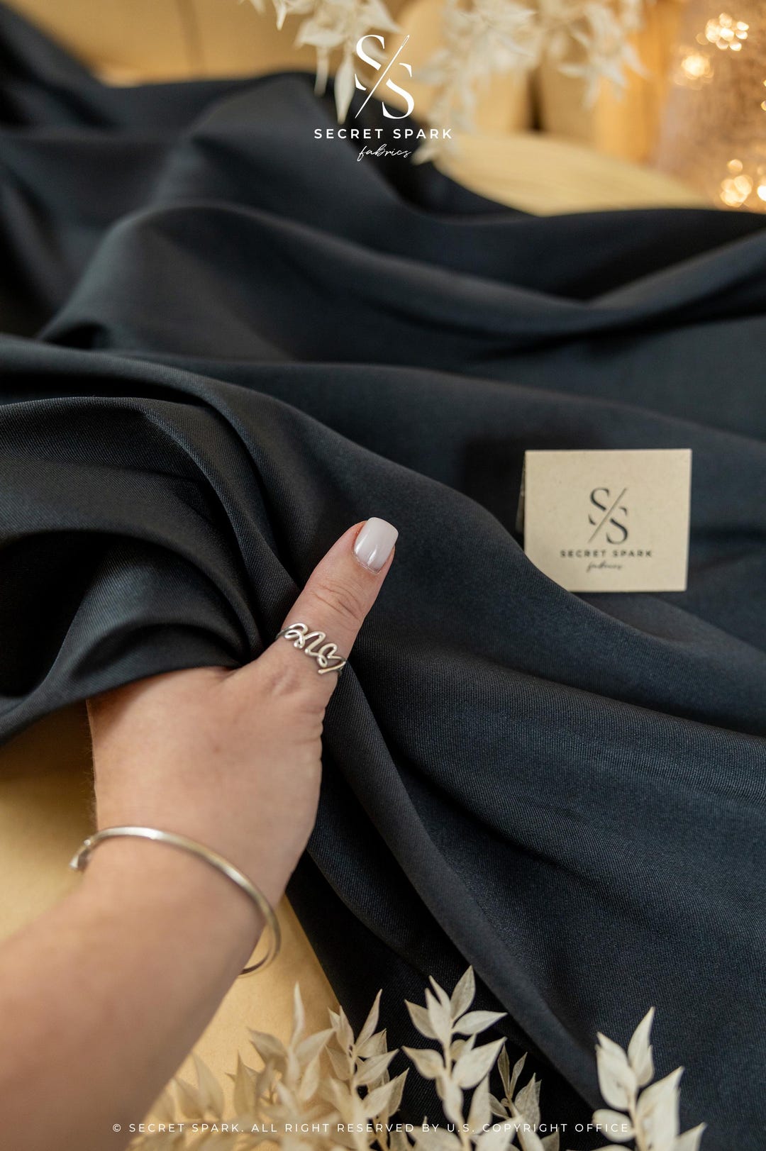 Black Matte Mikado Twill Satin Fabric With an Elite Granular Texture ...