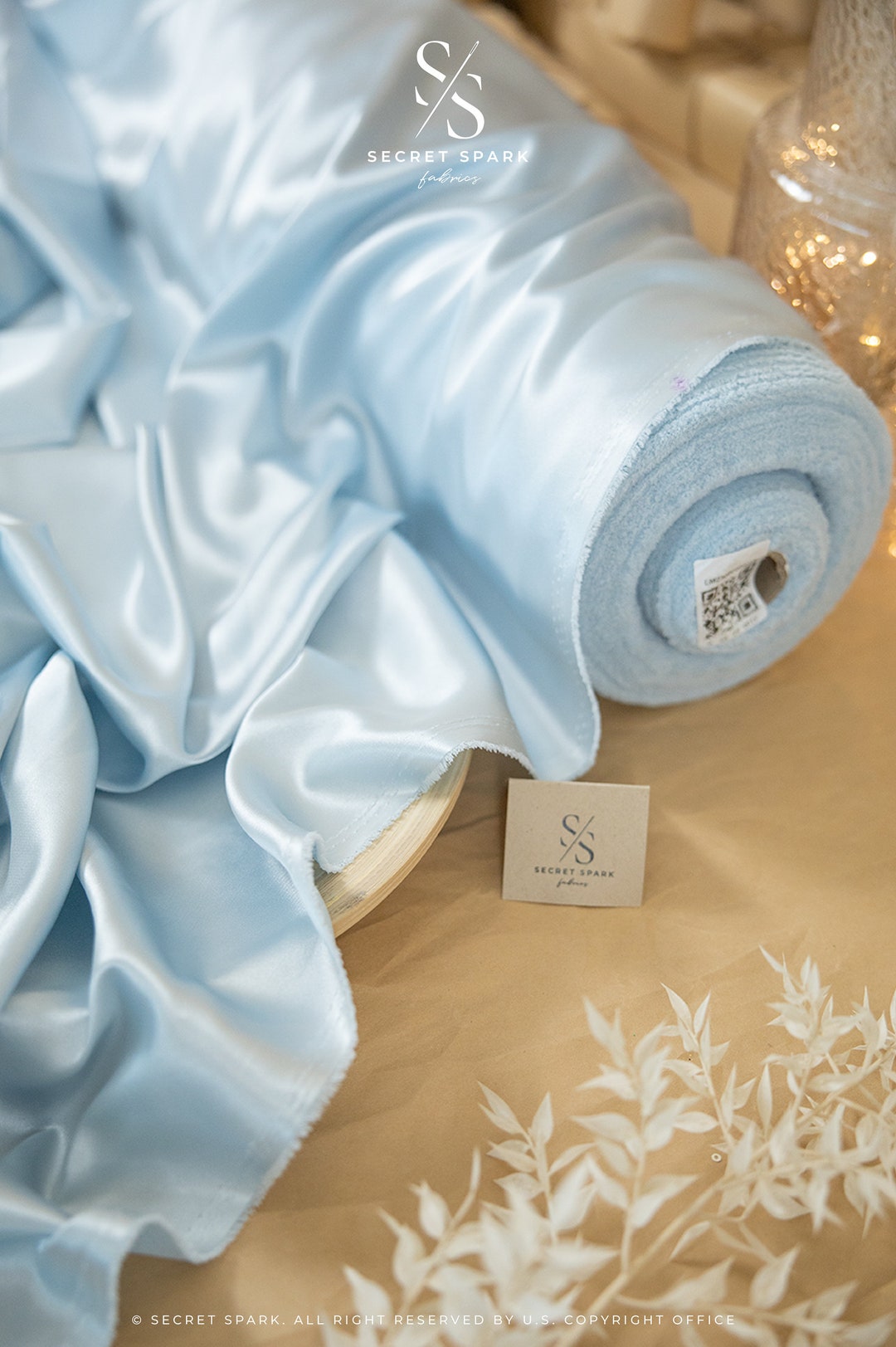 NEW Powder Blue Silky Satin Fabric Airy Light Weight Fabric One Way ...