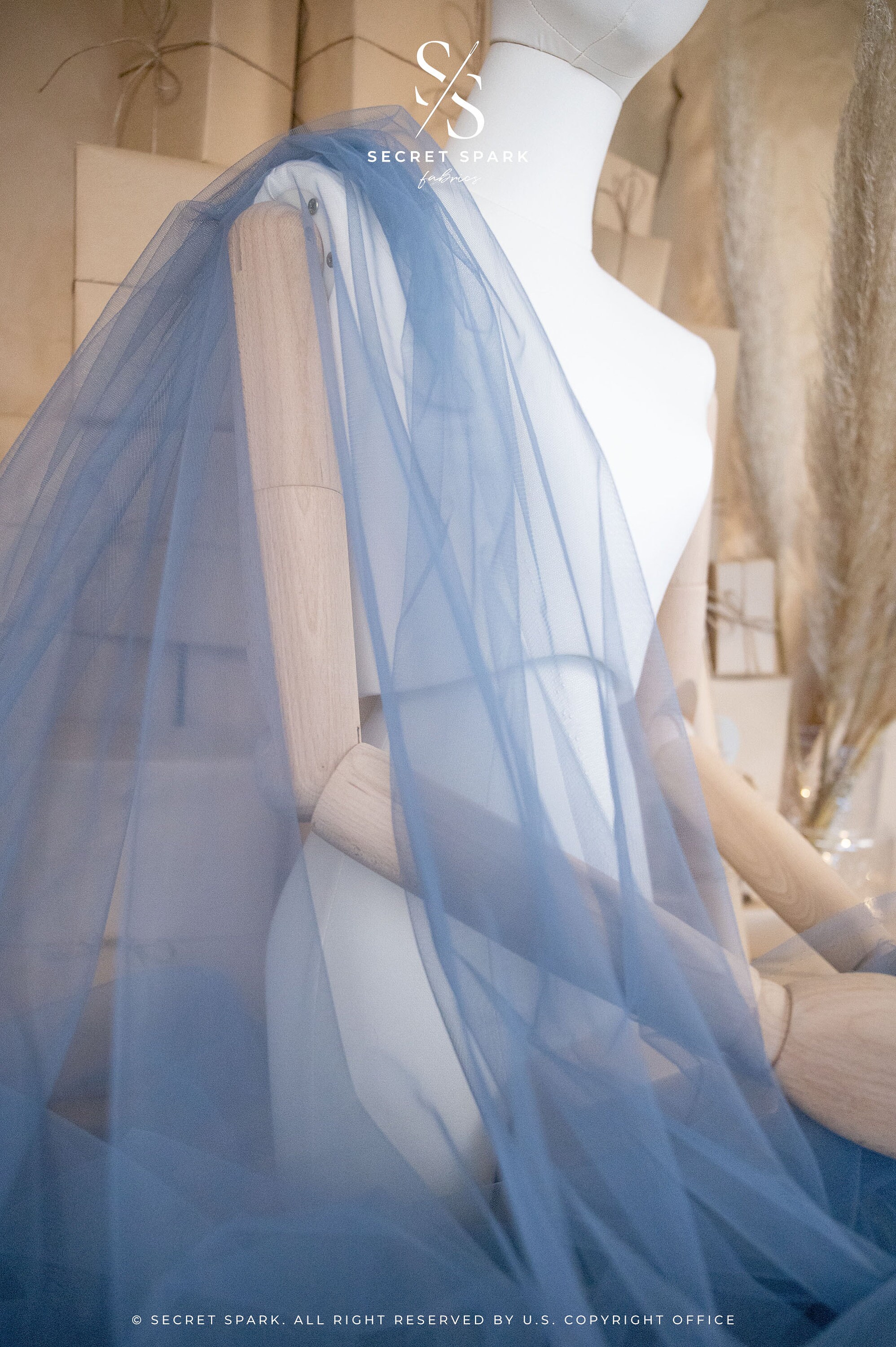 Steel Blue Soft and Matte Nylon Tulle Fabric by the Yard, Bulk Soft ...