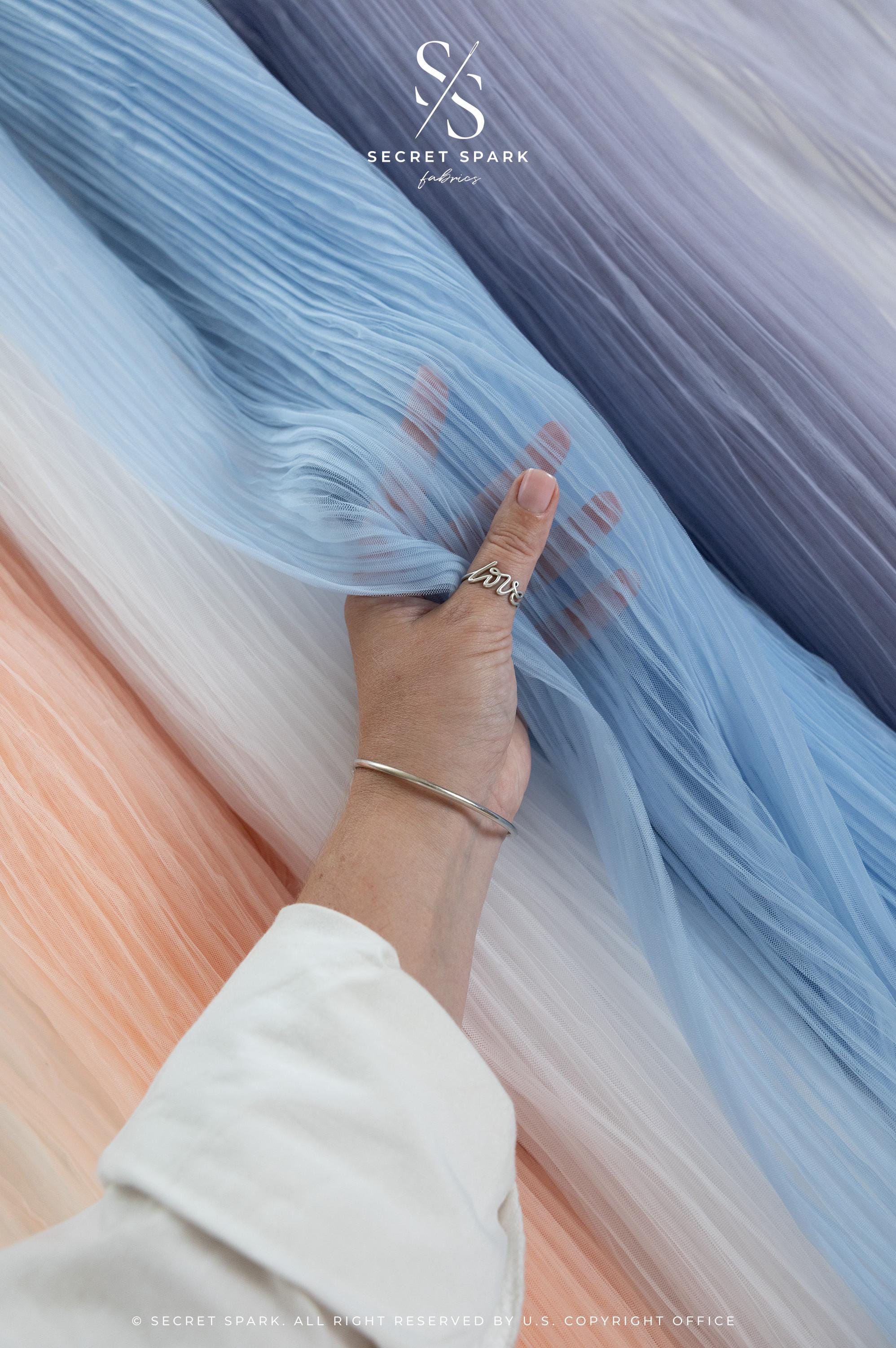 Designer Micro Pleated Tulle Fabric by the Yard: Handmade Unique Plisse ...