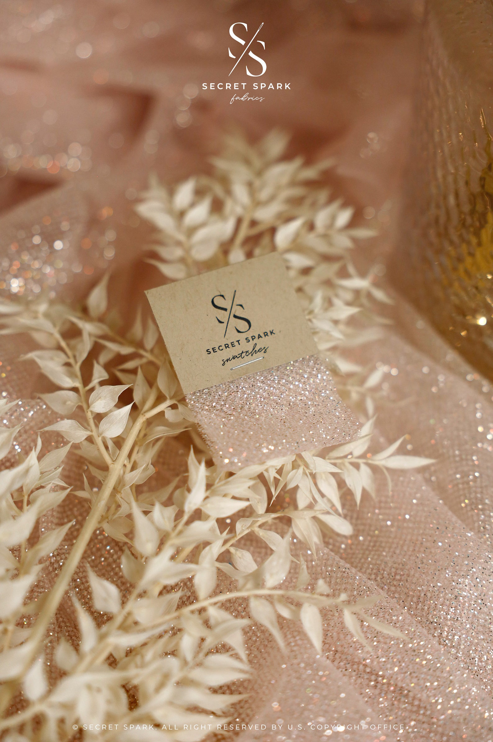 Pale Pink Glitter Mesh Fabric by the Yard for Dresses, Skirts and ...