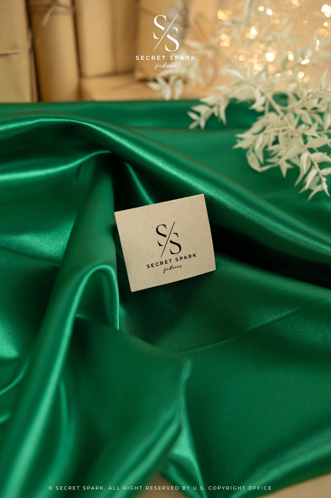 Spring Green Dense Stiff Satin Fabric, Bright Non-stretch Shiny ...