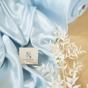 NEW Powder Blue Silky Satin Fabric Airy Light Weight Fabric One Way ...