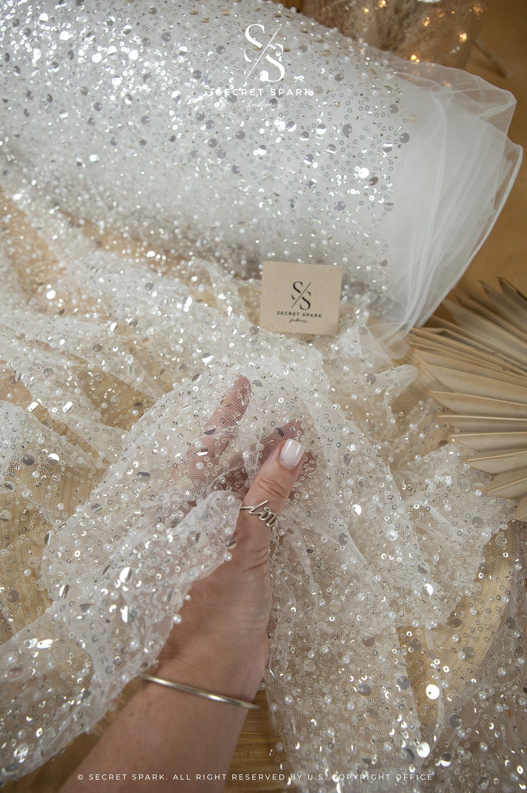 Starlight - Ivory Wedding Crystal Clear Heavy Sequins Beads Pearl ...