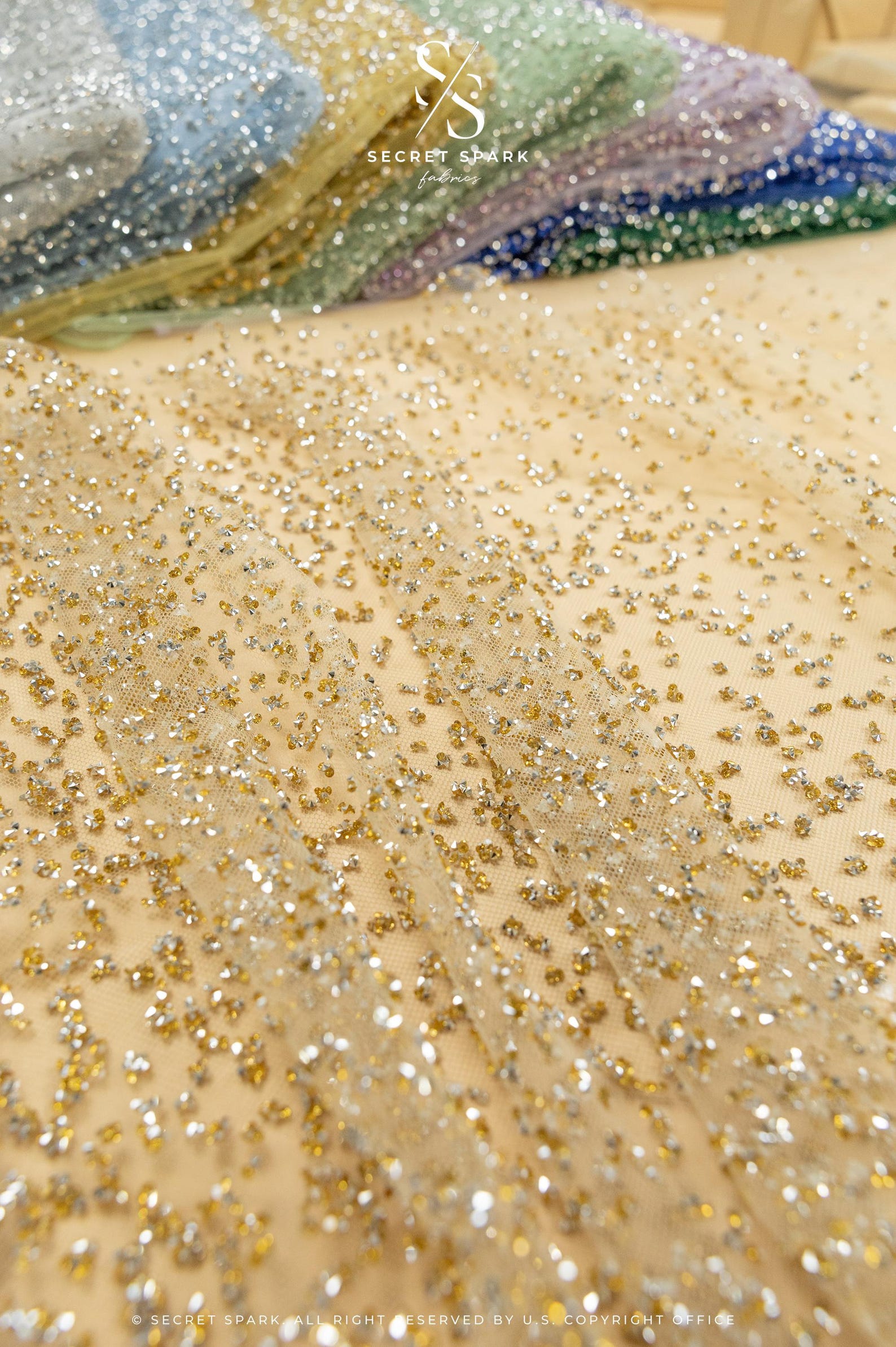 Gradient Sparkle Tulle With Rhinestones, Ombre Effect Crystal Mesh for ...
