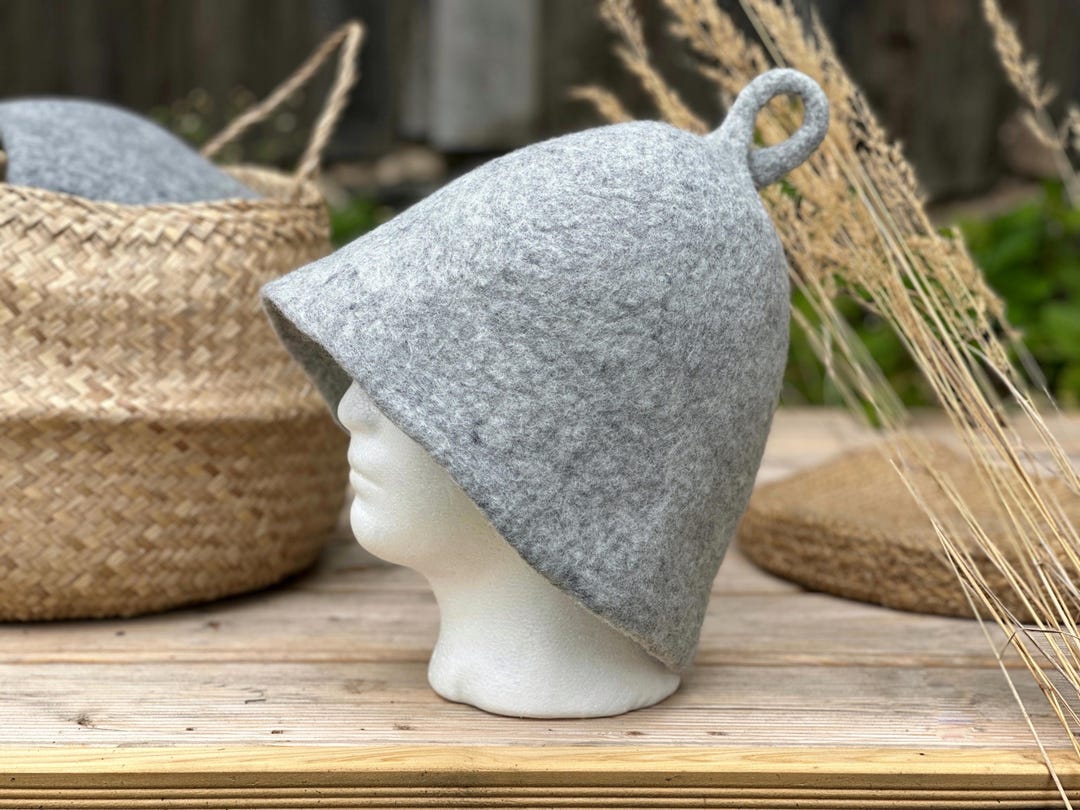 Handmade Felted Wool Sauna Hat: Shadow Grey - A104 Spiral Loop, SPA ...