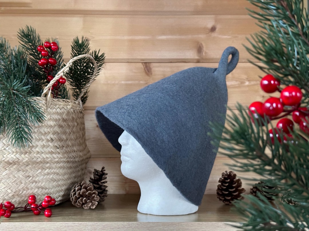 Handmade Felted Wool Sauna Hat: Dark Gray Spiral Design - Etsy