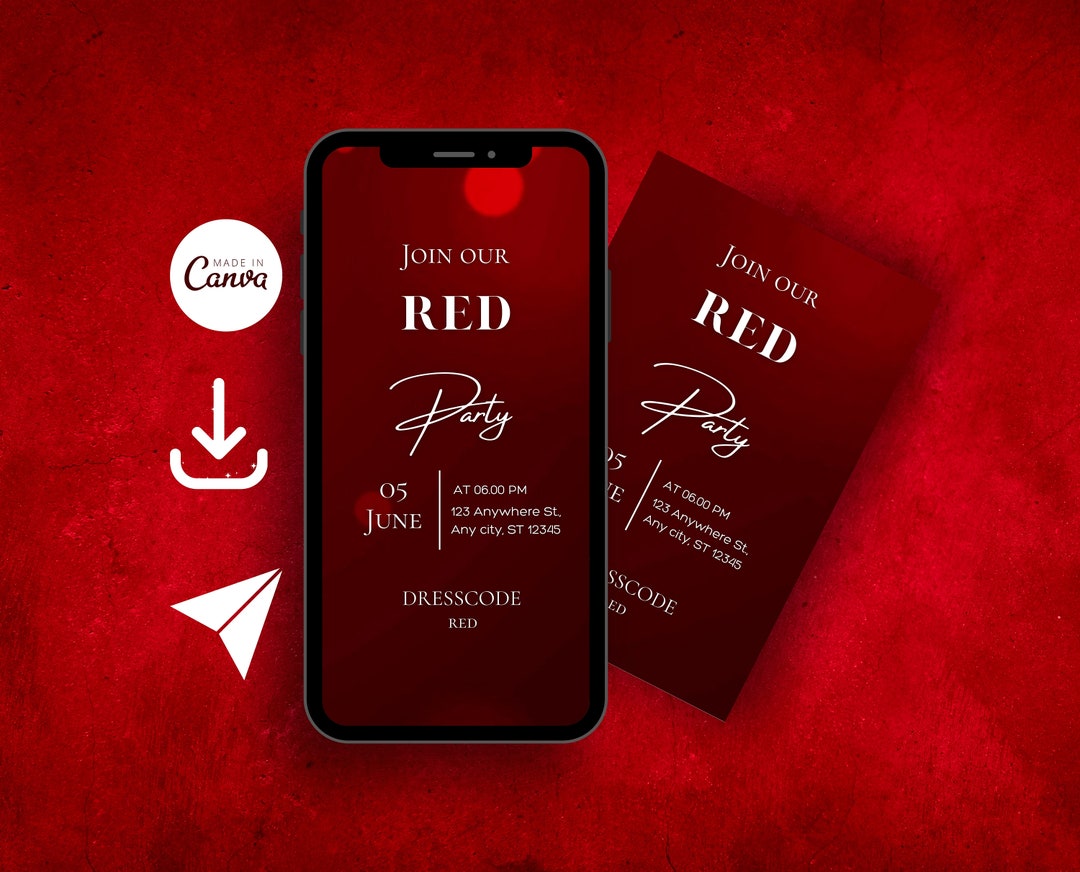 Editable Total Red Party Invitation, Theme Party, Red Dresscode ...