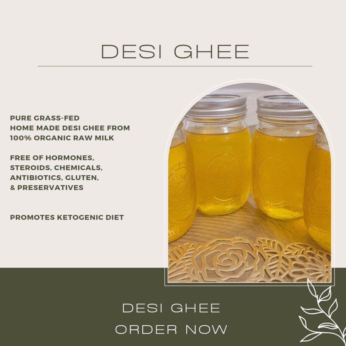 Homemade Desi Ghee, 100% Organic Ghee, Pure Natural Ghee, Grassfed Ghee ...