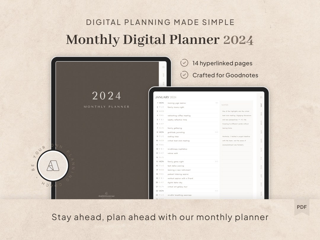 Monthly Digital Planner 2024 Monthly Digital Planner Crafted for ...