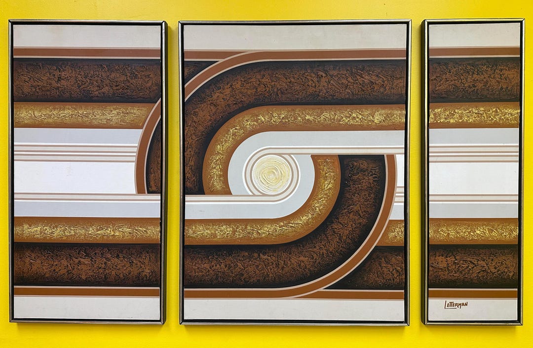 Letterman Signed Triptych Painting - Three Panel Serigraph Artwork ...