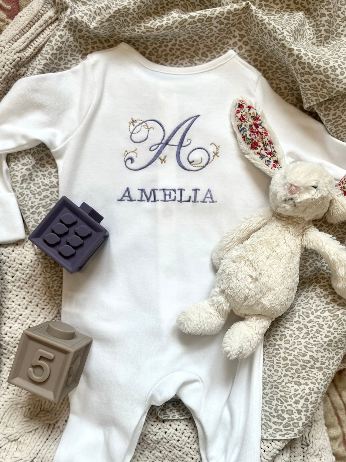PERSONALISED Baby Sleepsuit With Custom Name & Butterfly Details Custom ...