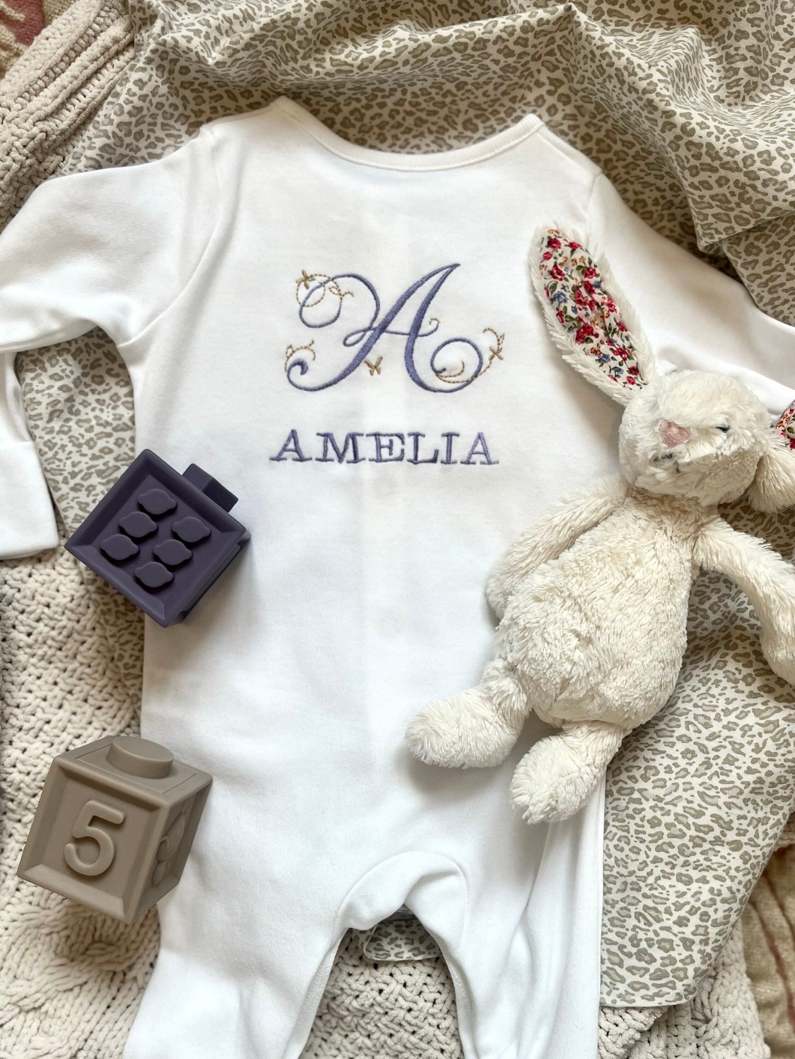 PERSONALISED Baby Sleepsuit With Custom Name & Butterfly Details Custom ...