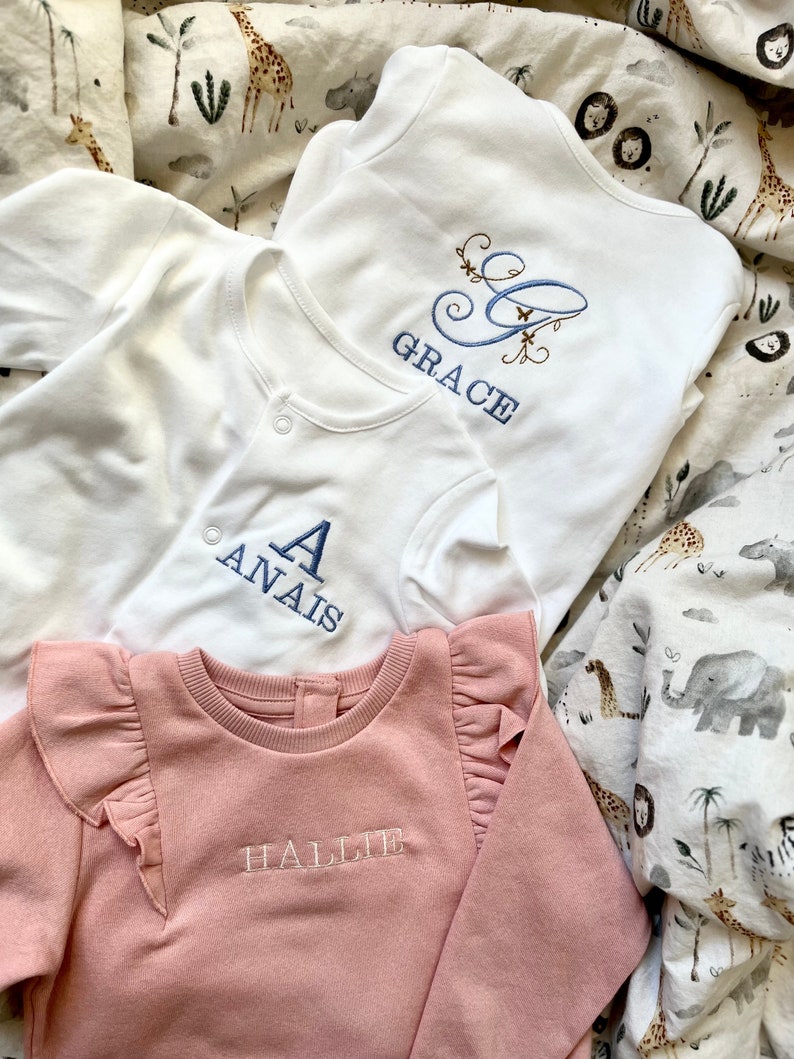 PERSONALISED Baby Sleepsuit With Custom Name & Butterfly Details Custom ...