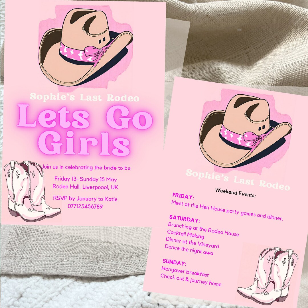Cowboy Hats & Boots Rodeo Hen Party Invite Customisable Beyonce ...