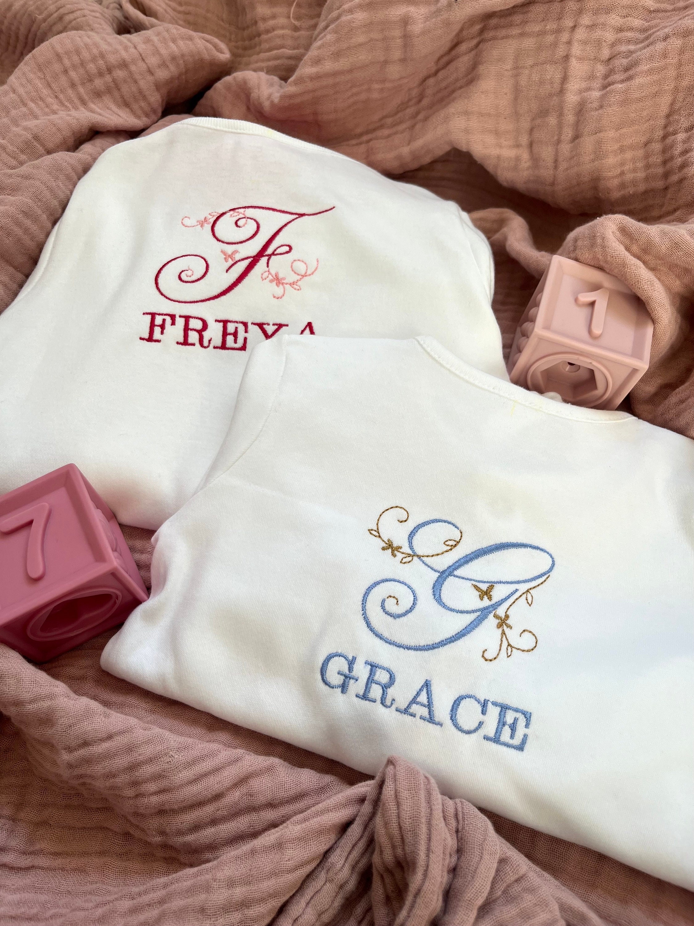 PERSONALISED Baby Sleepsuit With Custom Name & Butterfly Details Custom ...