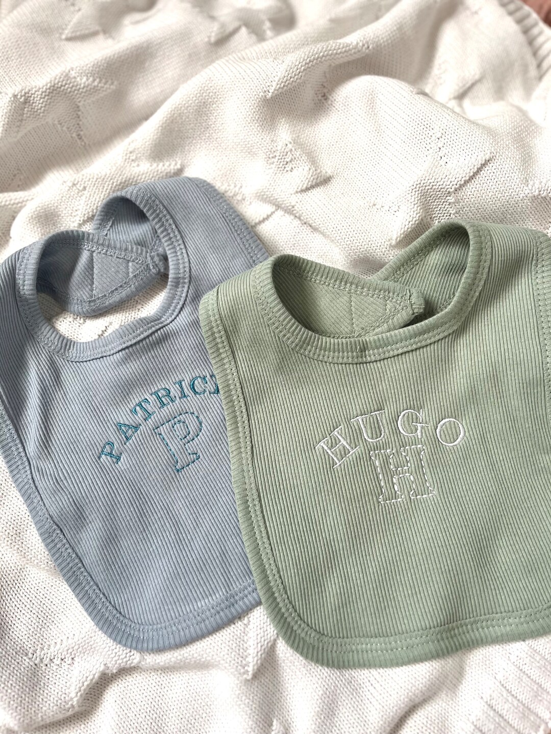 PERSONALISED Baby Bibs in Soft Cotton Rib Fabric Perfect New Baby Gift ...