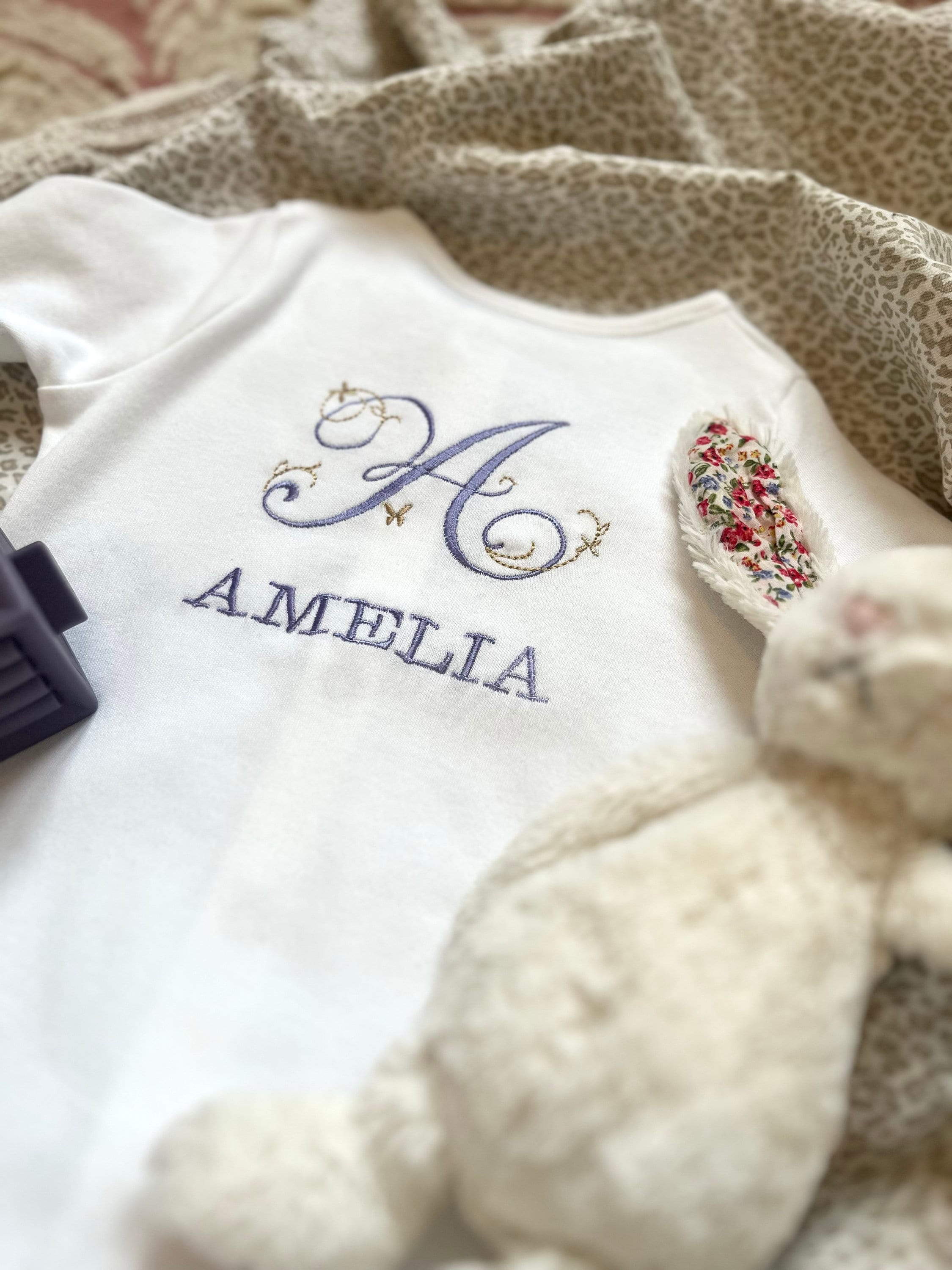 PERSONALISED Baby Sleepsuit With Custom Name & Butterfly Details Custom ...