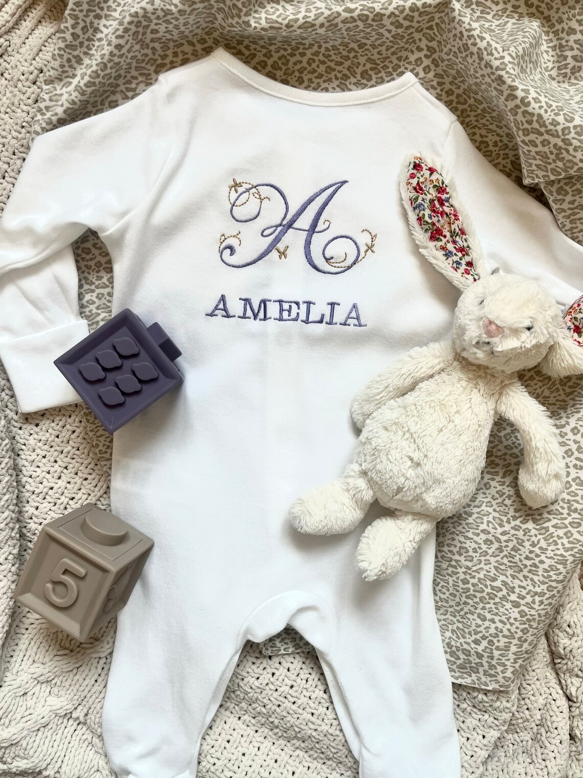 PERSONALISED Baby Sleepsuit With Custom Name & Butterfly Details Custom ...