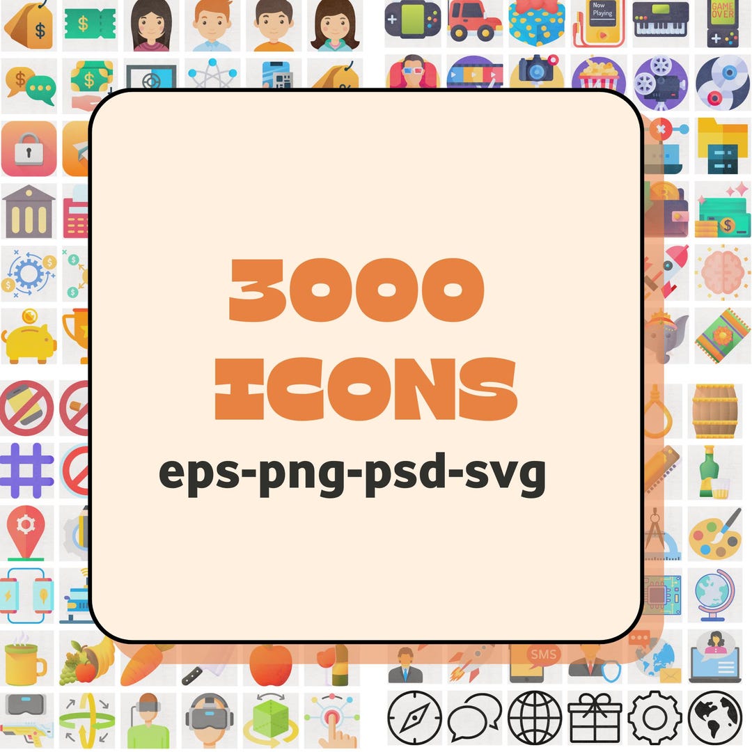 3000 Icons Pack, (svg-png-psd-eps) Icons Bundle, Social Media ...