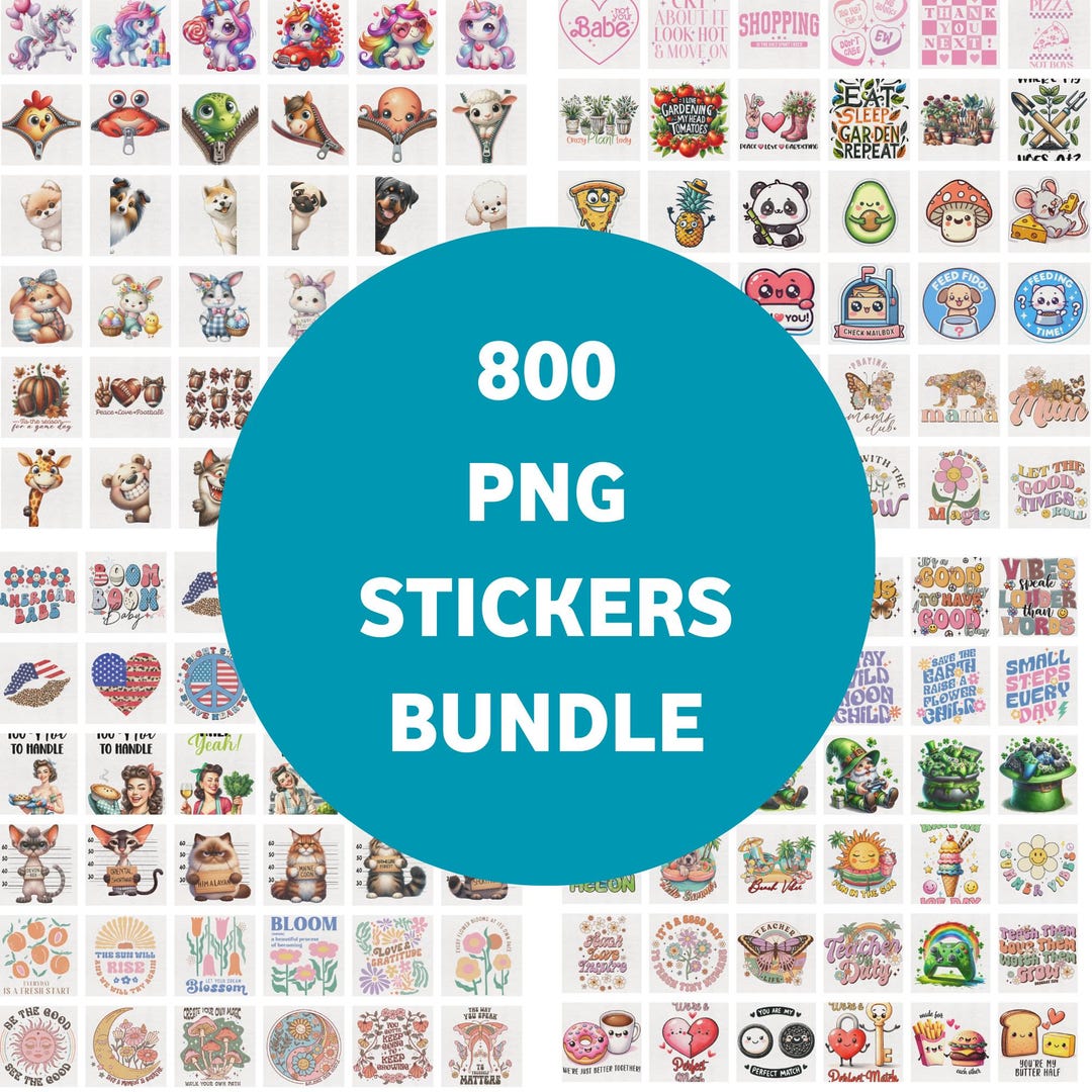 800 Sticker PLR Digital Sticker Bundle PNG Files Resell Rights ...