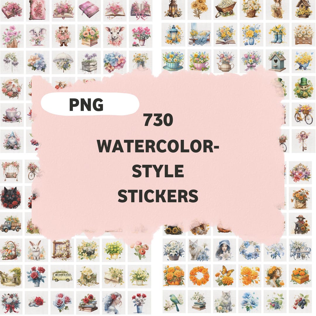 730 Sticker Bundle PLR Bundle Digital Sticker PNG Files of Digital ...
