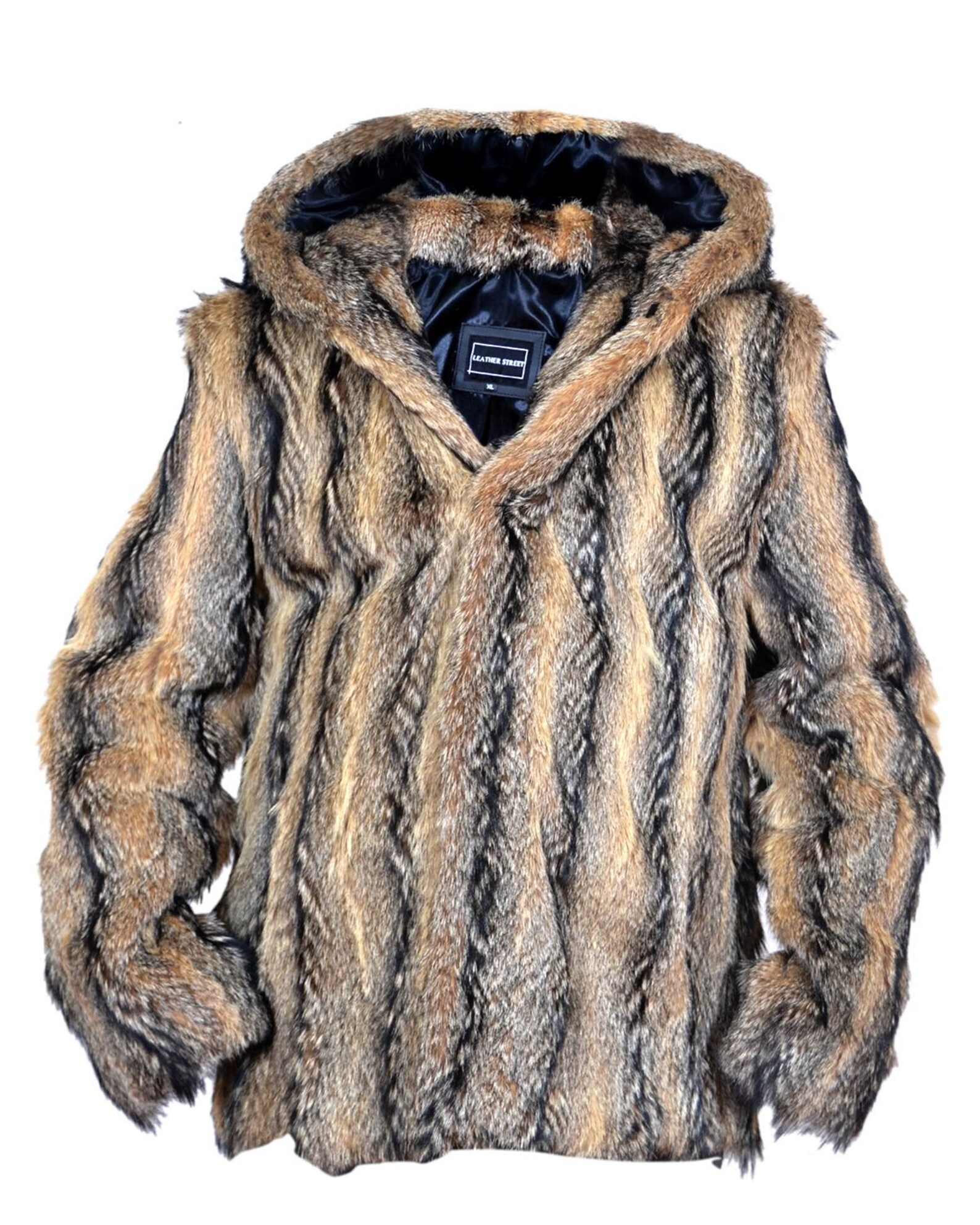 MEN’S Real Coyote Fur Full Pelts Hooded Bomber Jacket Coat Parka Puffer ...
