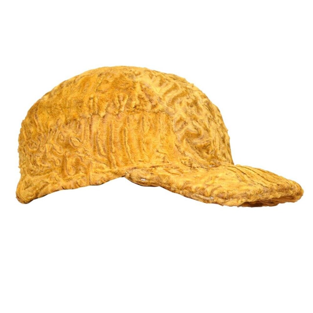 Yellow Real Persian Lamb Fur Newspaper Boy Baseball Hat Cap Persian Fur ...