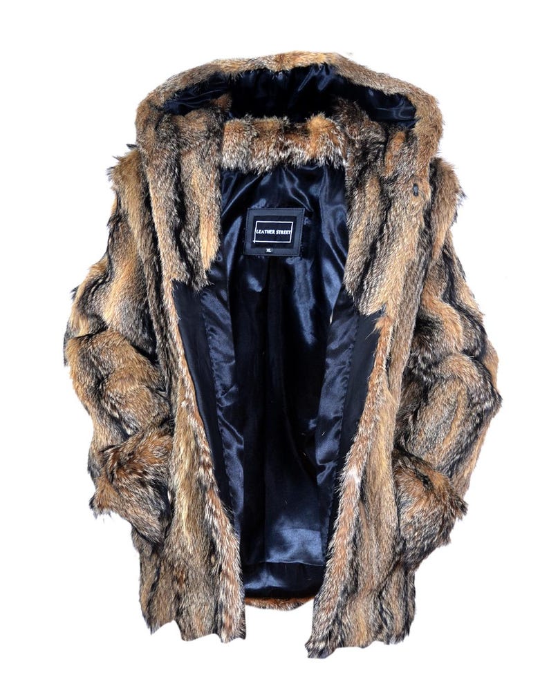 MEN’S Real Coyote Fur Full Pelts Hooded Bomber Jacket Coat Parka Puffer ...